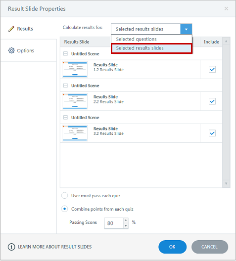 Articulate Storyline: Displaying Results of Question Banks