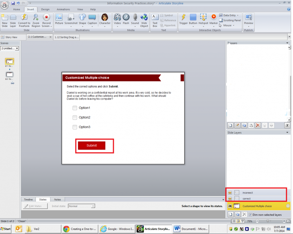 Articulate Storyline: Multiple Response with Triggers