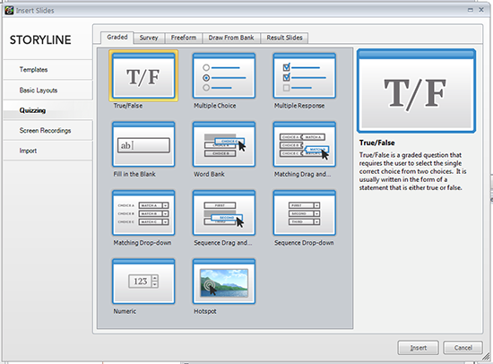 Types of Quiz Questions in Articulate Storyline