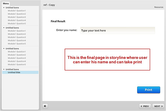 Printing Results in a HTML Page, without Articulate Storyline's GUI