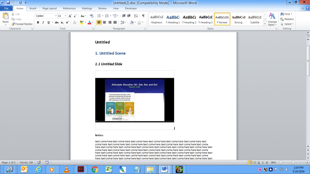 How to convert a project into a Hard copy in Articulate Storyline