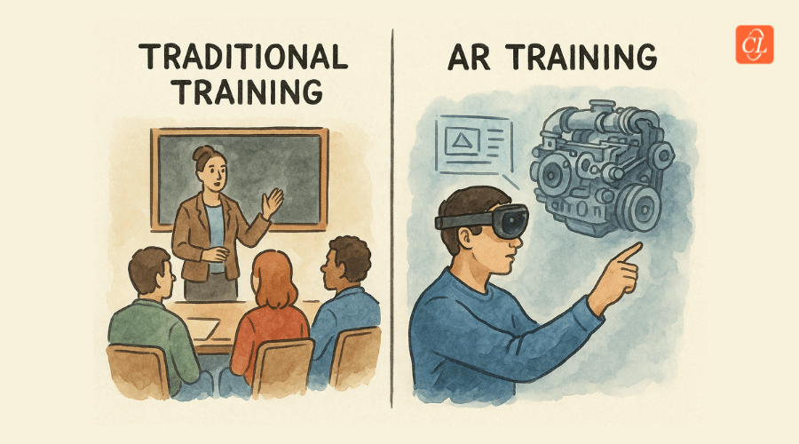 Training in the Manufacturing Industry with AR and Simulations