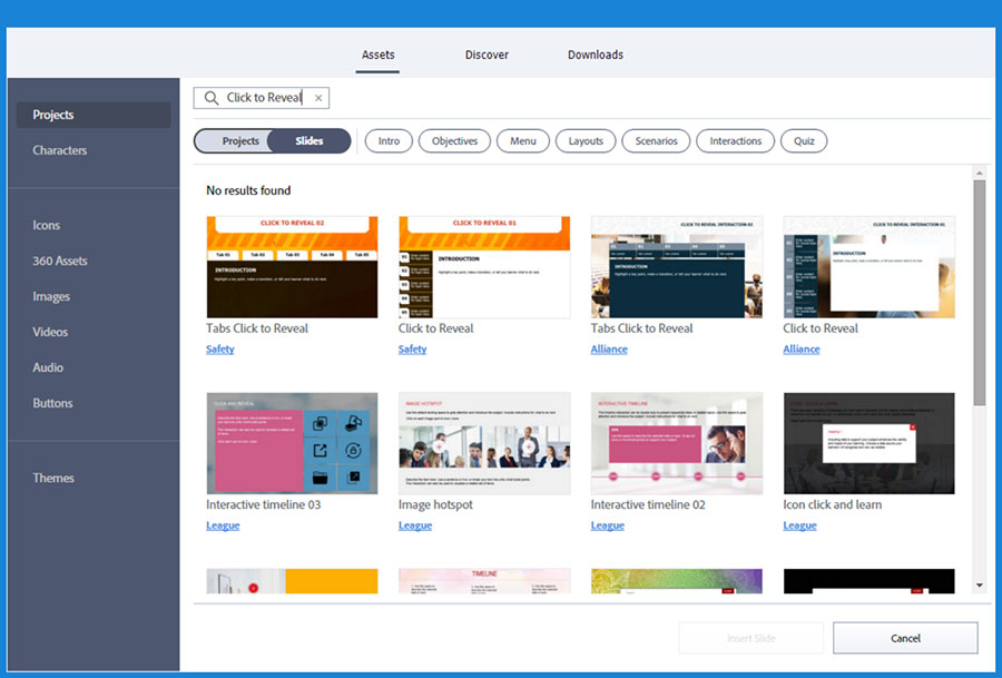 Adobe Captivate: Templates for Different Types of Interactivities