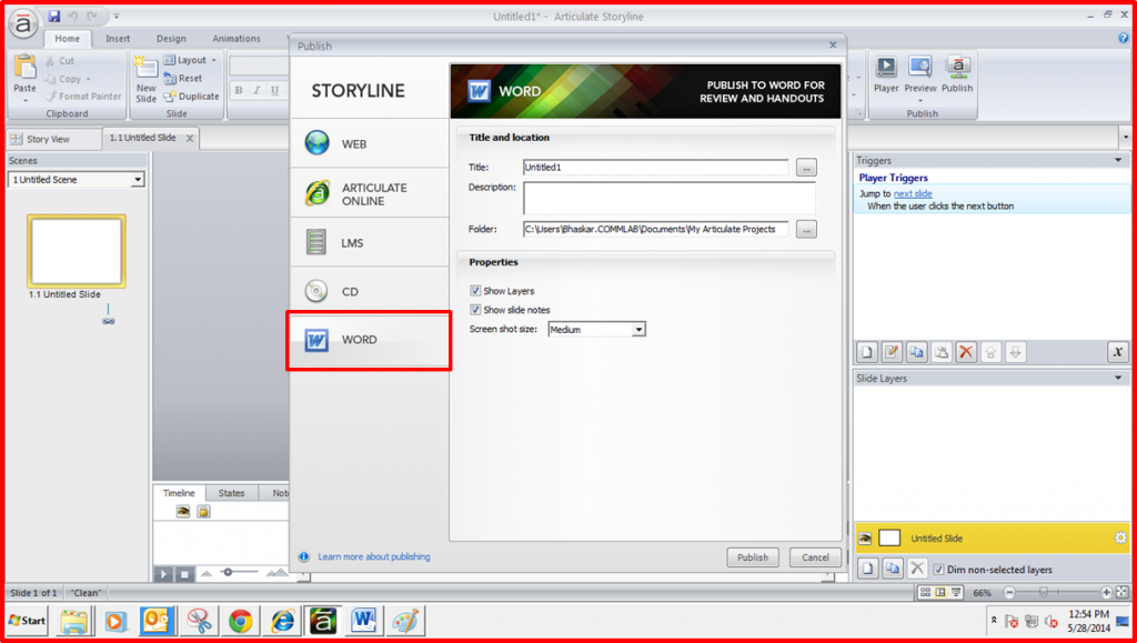 How to convert a project into a Hard copy in Articulate Storyline