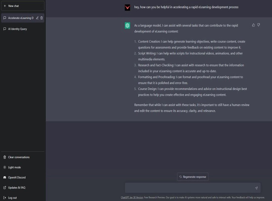 Rapid eLearning: How ChatGPT can Accelerate its Development Process
